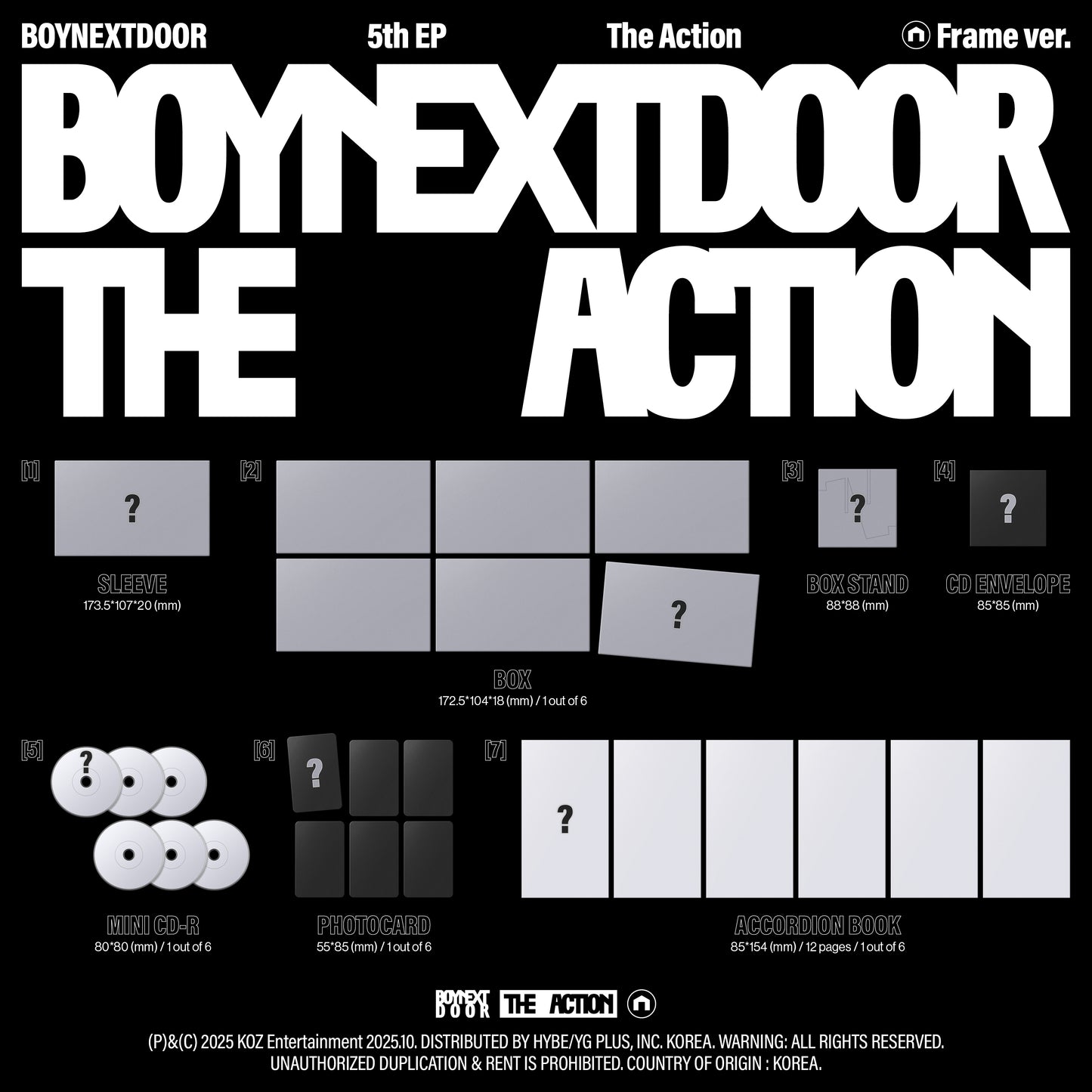 (Pre-Order) BOYNEXTDOOR - THE ACTION (5TH EP ALBUM) FRAME VER. - SET ...